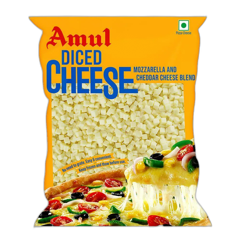 Amul Mozzarella & Cheddar Diced Cheese Blend 200 g (Pack) | Jrurat