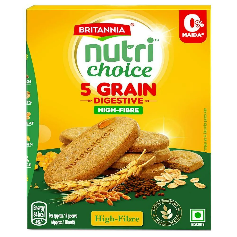 Britannia Nutri Choice Hi-Fibre 5 Grain Digestive Biscuits 200 g | Jrurat
